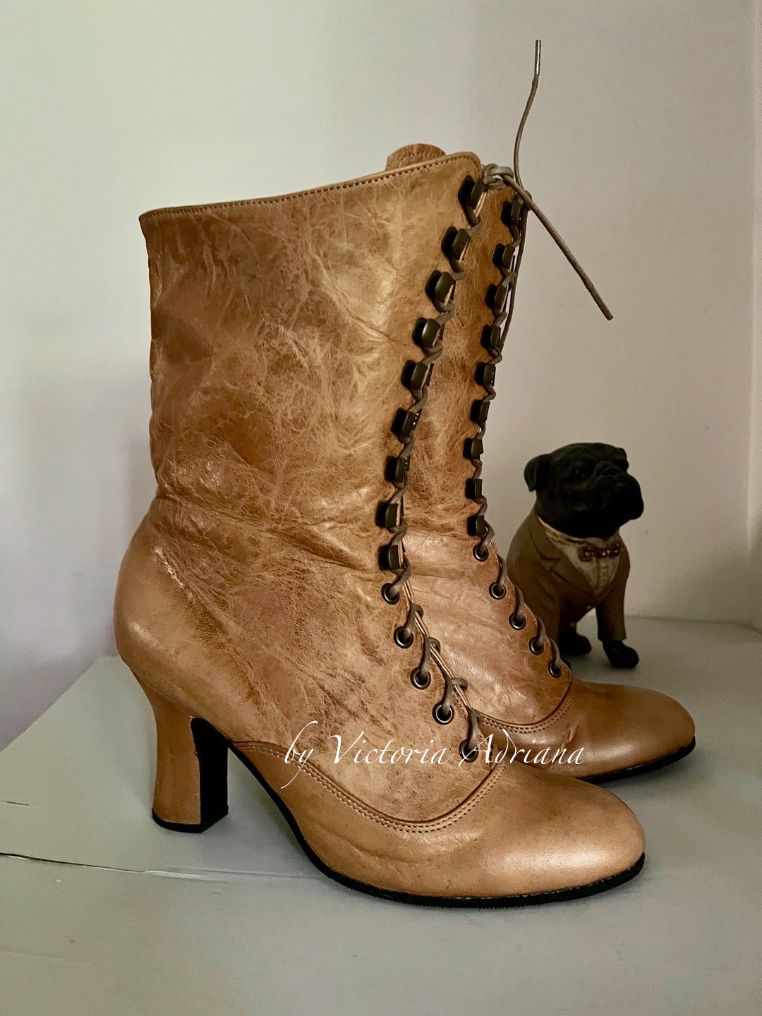 Colonial Boots , Worn Leather Victorian Boots , Antique Look Boots ...