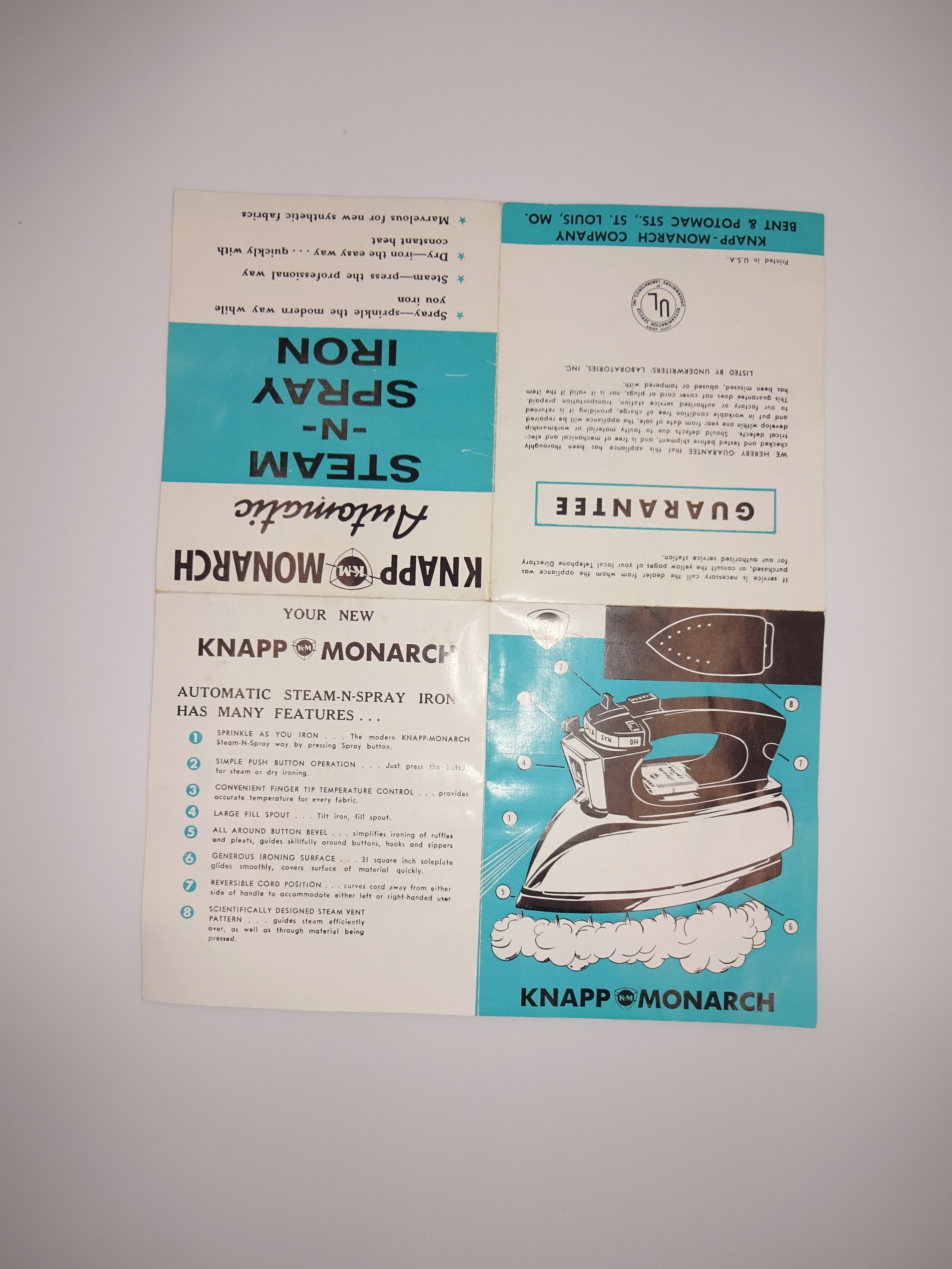 Vintage KM Knapp Monarch Automatic Steam N Spray Iron - Etsy