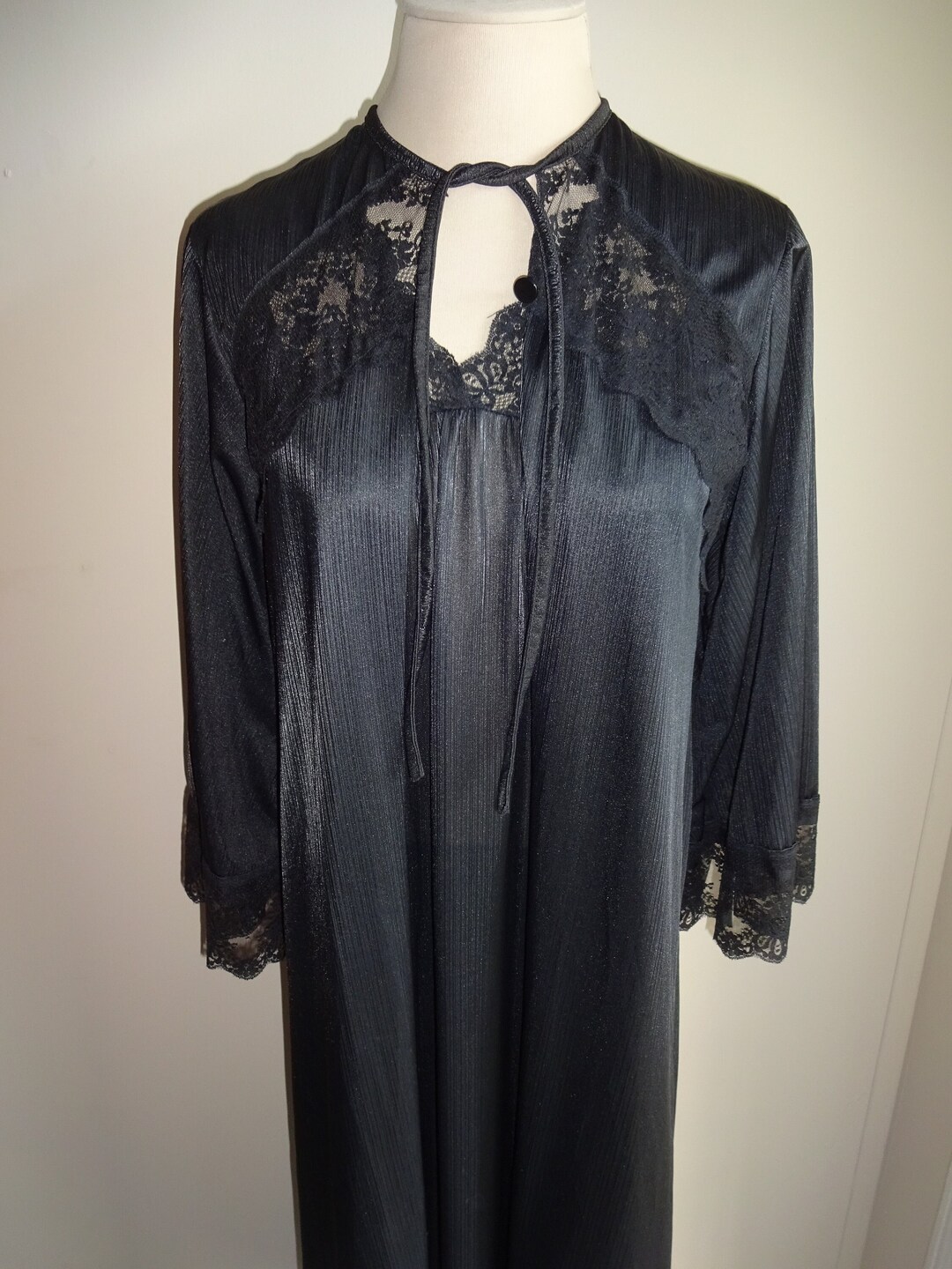 Vintage Black Peignoir Set S Nightgown Robe Sidney Bernstein & Son Lingerie USA - Etsy