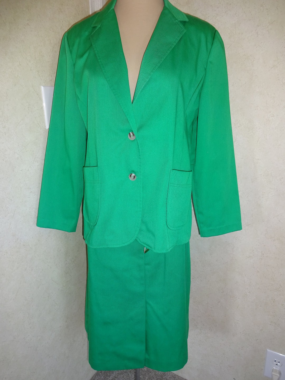 3 Piece Vintage 1970s 1980s Womens Rrrruss Russ Togs Green Skirt Suit ...