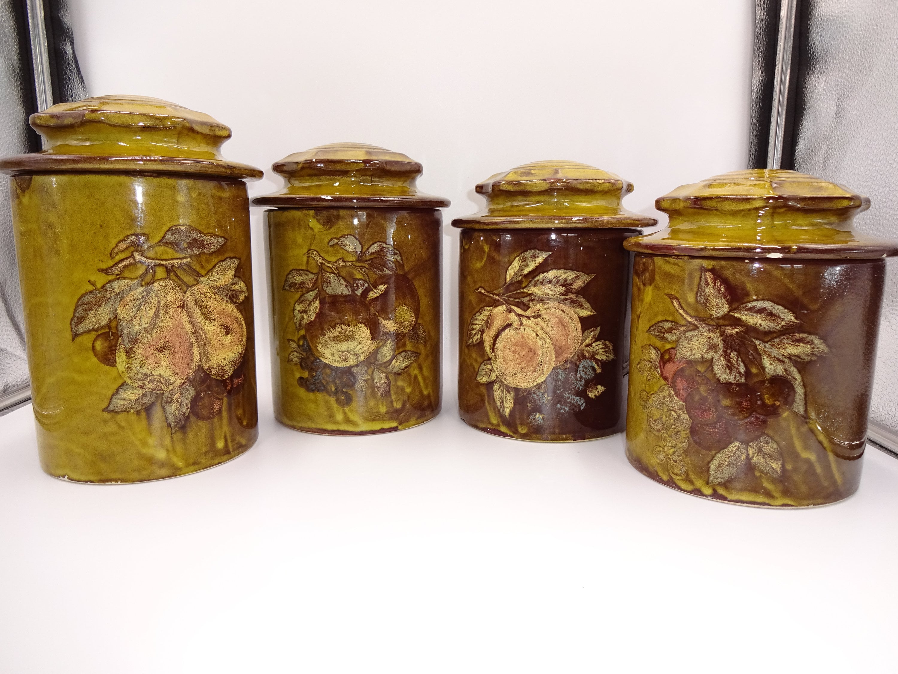 4 Piece Set of Vintage Holiday Designs Harvest Gold Canisters - Etsy