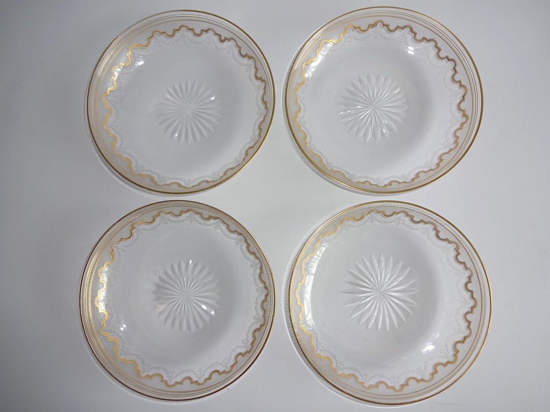 4 Vintage Antique St Saint Louis Crystal Beethoven Dessert Plates Bowls ...