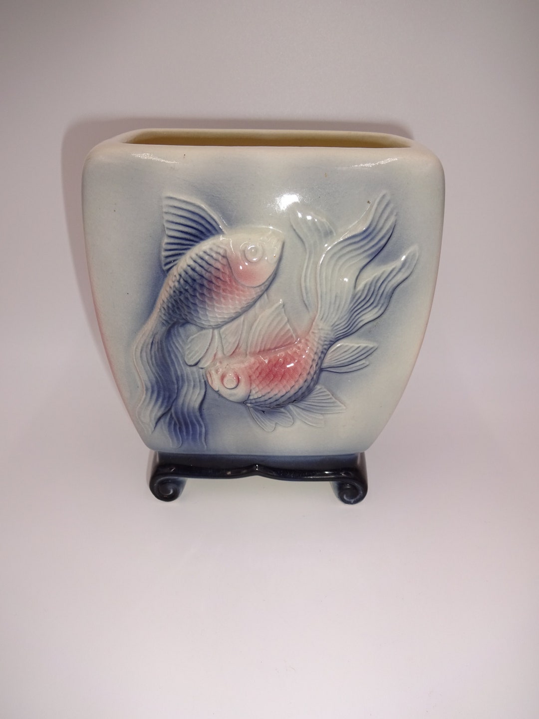 Vintage Royal Copley Koi Fish Footed Planter Vase 4-1/2 X 3-1/4 X 5-1/2 ...