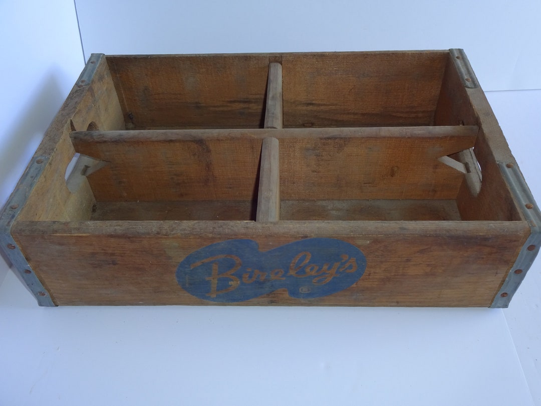 Vintage Wooden Bireley's Bireleys Soda Crate Wood Box Four Sections Los ...