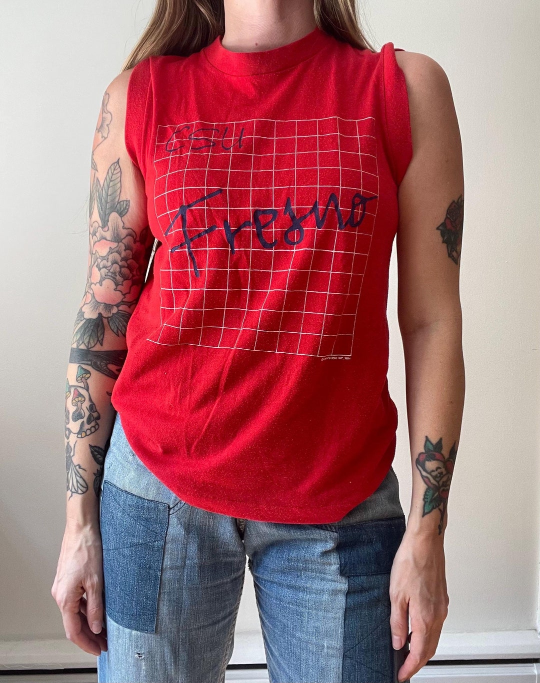 1980s 80s Fresno CSU Red Muscle Tee T-shirt Small Medium - Etsy