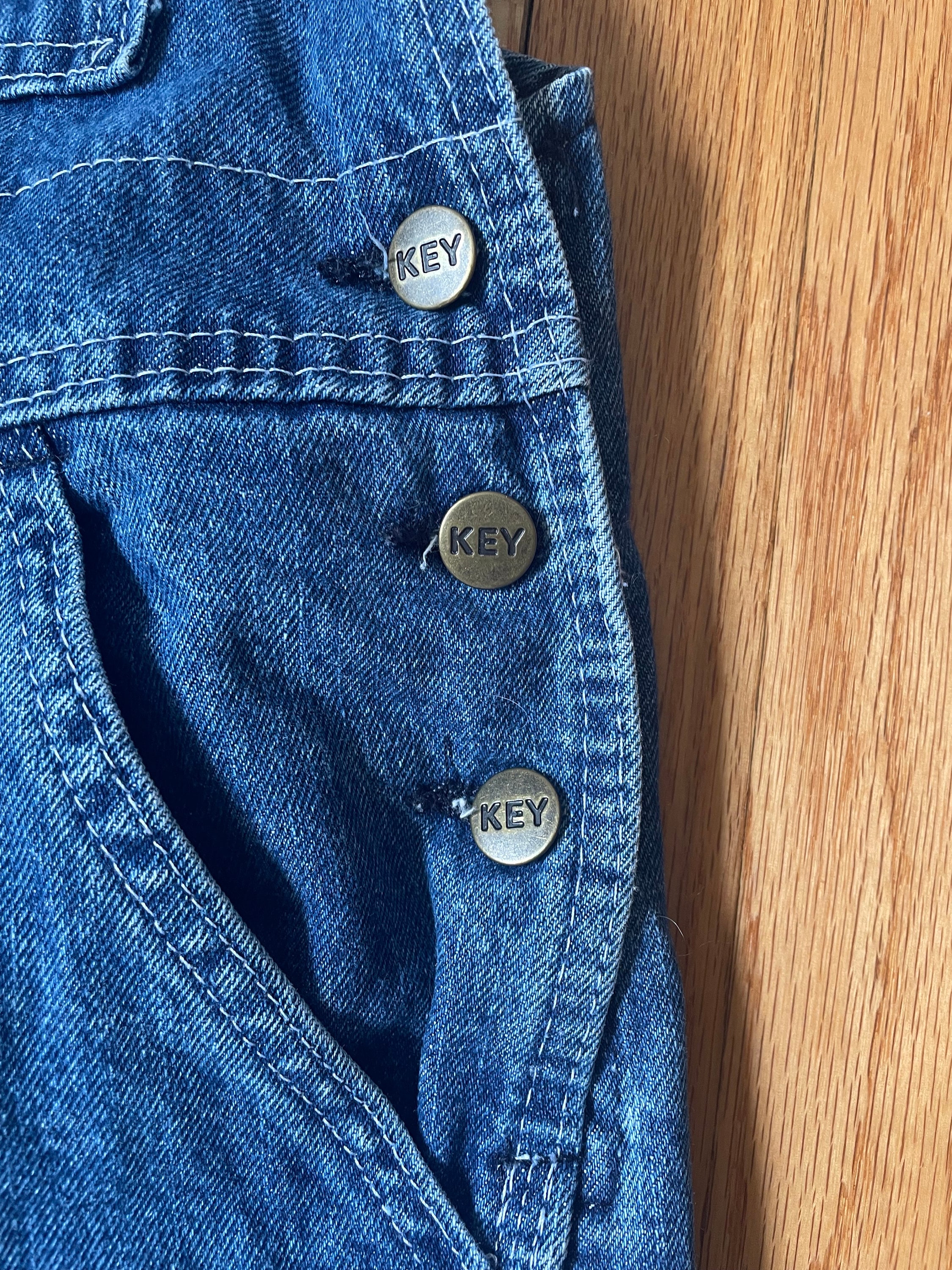 1980s 90s Key Overalls Mid Blue Wash Small Medium - Etsy