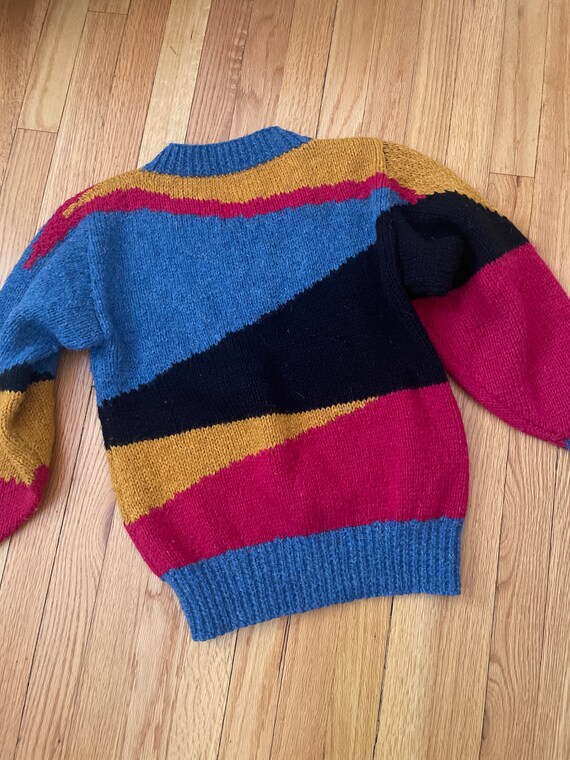 1980s 80s hand knit intarsia wool sweater - Gem
