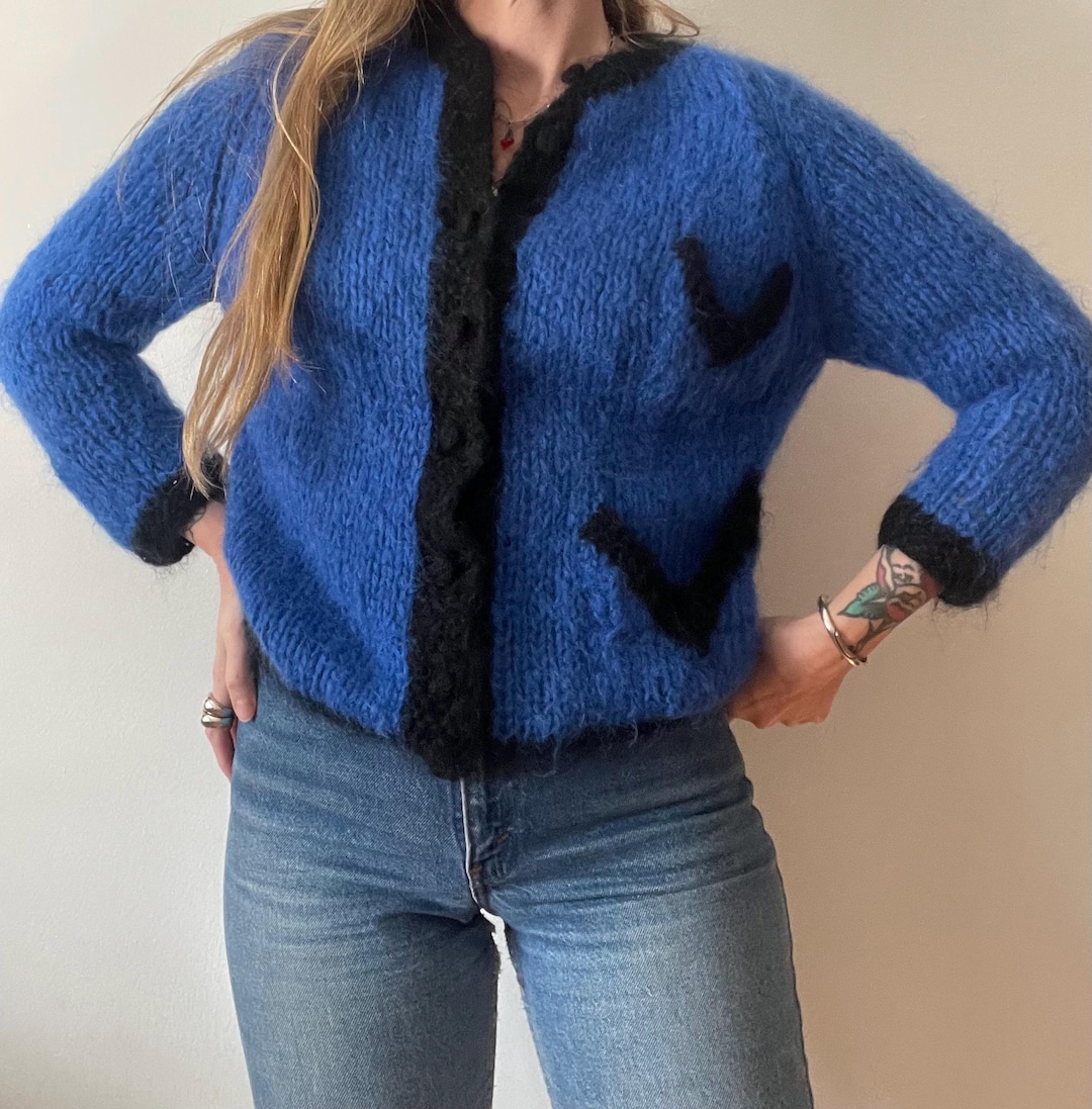 1950s 50s Blairmoor Italian Knit Mohair Cardigan Sweater With Pockets ...