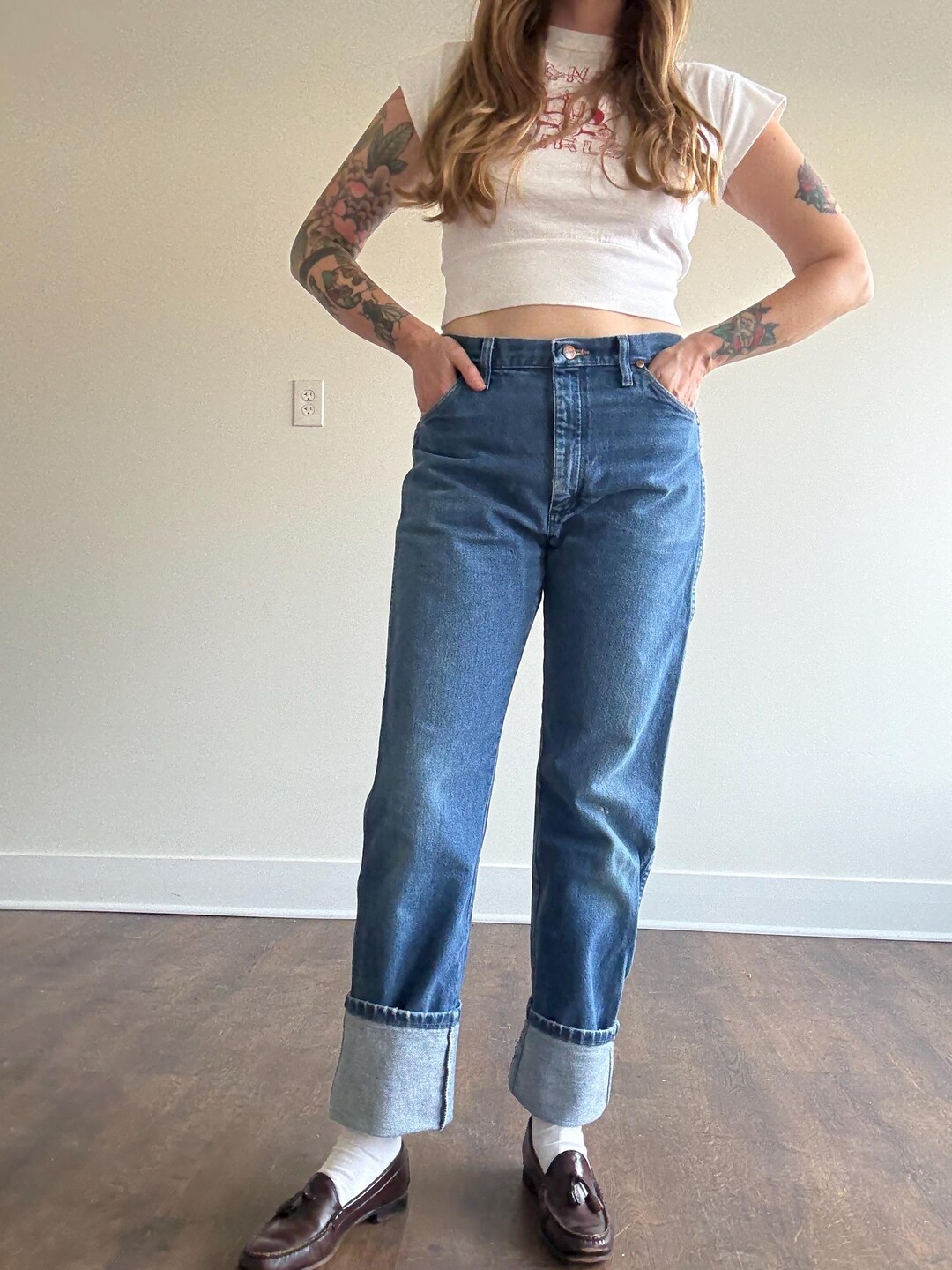 1990s Straight Leg Wrangler Mid Wash Blue Jeans 31 X 34 90s - Etsy