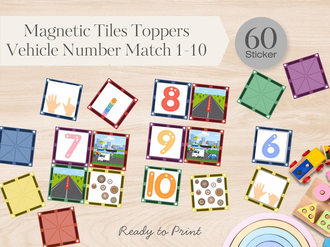 Magnetic Tiles Toppers — Vehicle Number Match 1–10 | Montessori ...