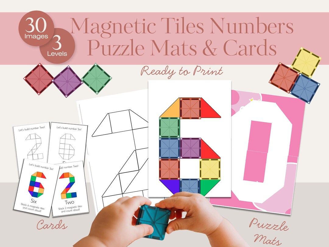 Magnetic Tiles Numbers Puzzle Mats & Cards – Montessori Fine Motor ...