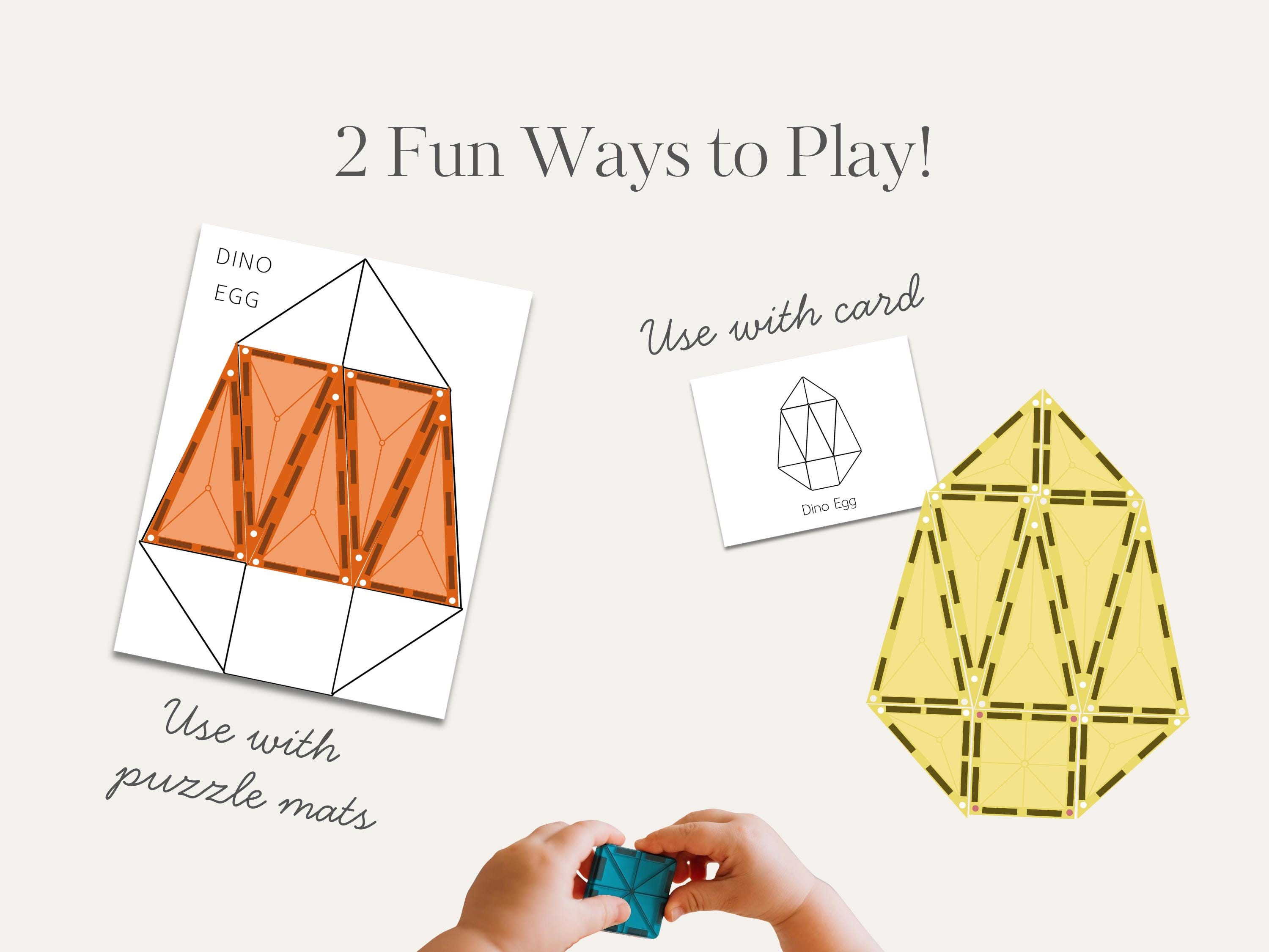 Dinosaur Magnetic Tiles Puzzle Mats & Cards — Montessori Material for ...