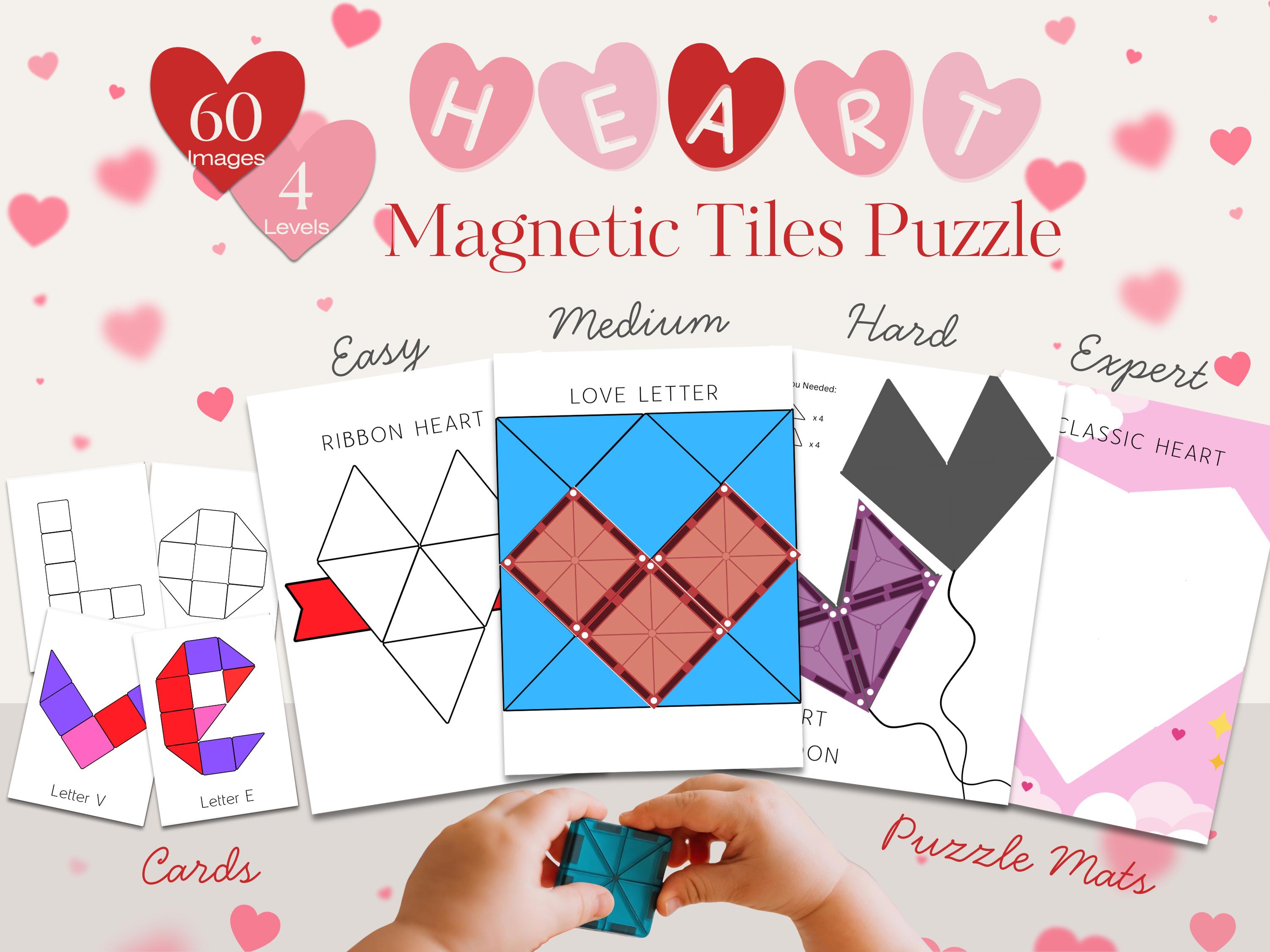 Heart Magnetic Tiles Shape Puzzle | Valentine Montessori Material ...