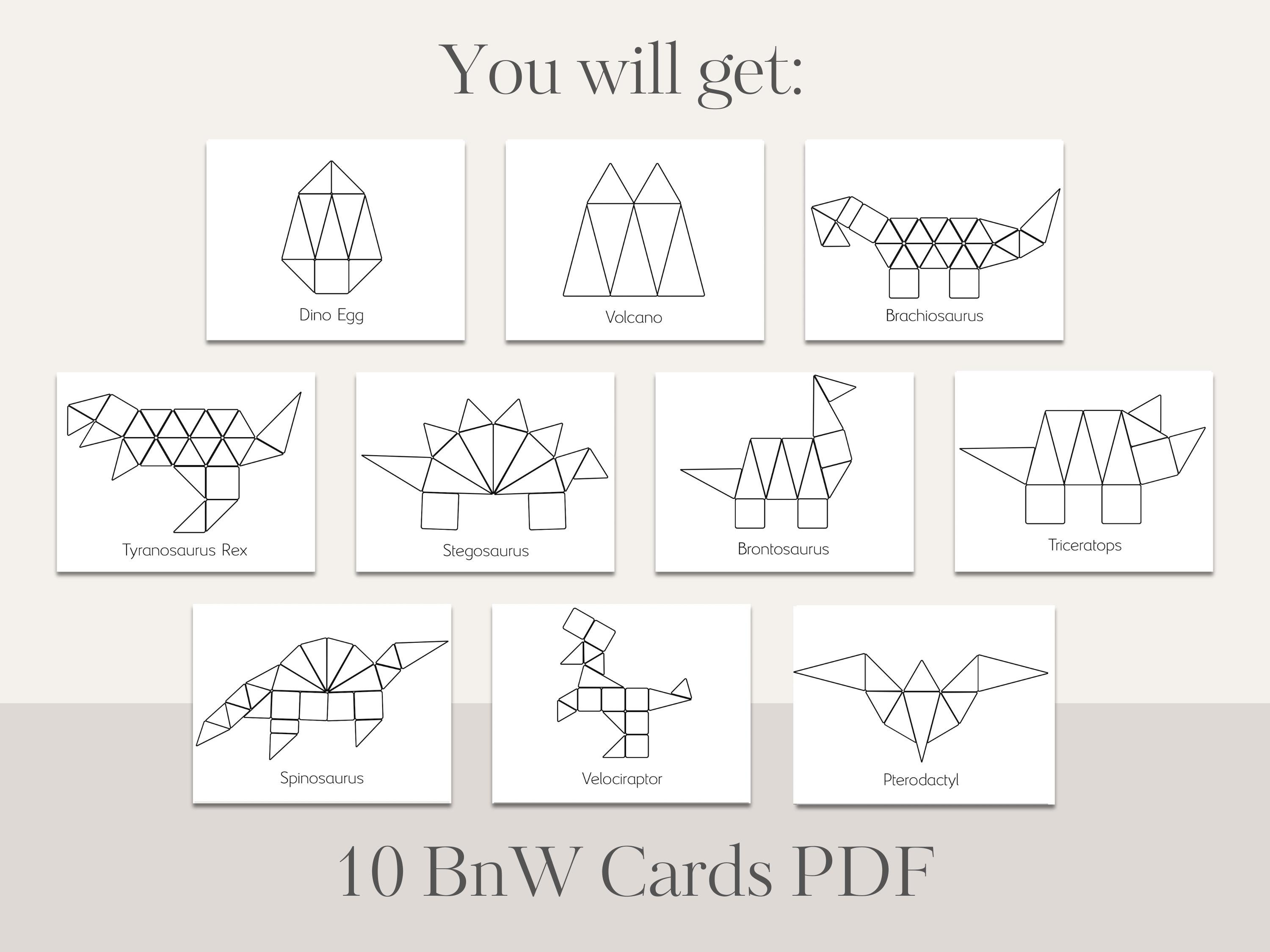 Dinosaur Magnetic Tiles Puzzle Mats & Cards — Montessori Material for ...
