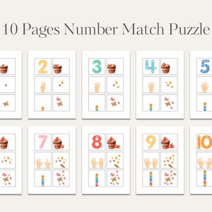 Fall Counting Number Matching Game: Autumn Magnetic Tile Toppers ...