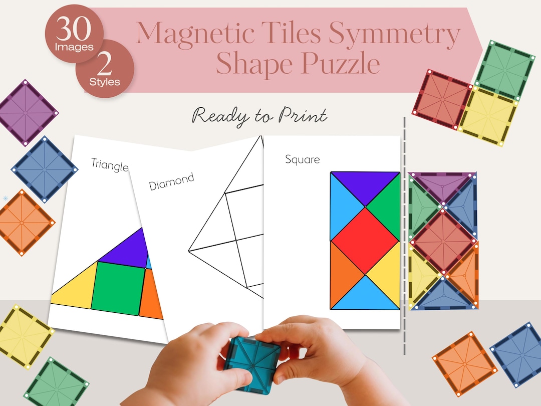 Magnetic Tiles Symmetry Shape Puzzle — Montessori Material for ...