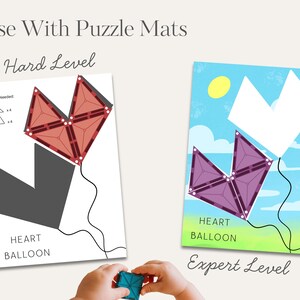 Heart Magnetic Tiles Shape Puzzle | Valentine Montessori Material ...