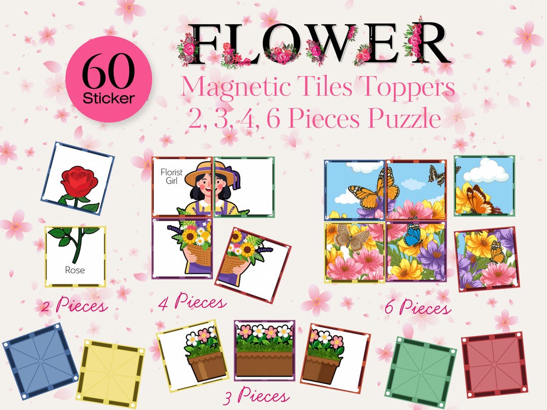 Flower Magnetic Tiles Toppers | Montessori Material Open Ended Toys for ...