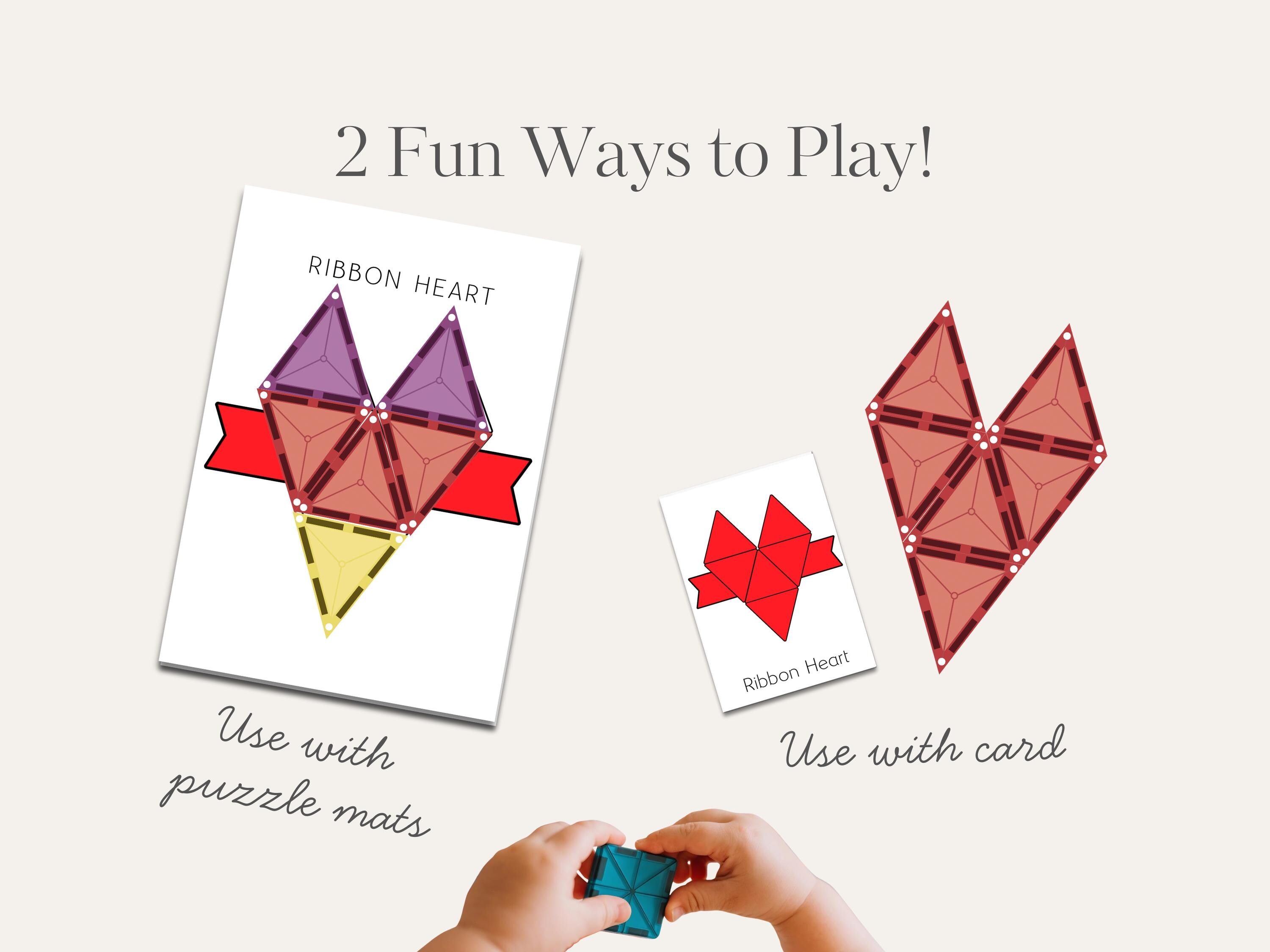 Heart Magnetic Tiles Shape Puzzle | Valentine Montessori Material ...