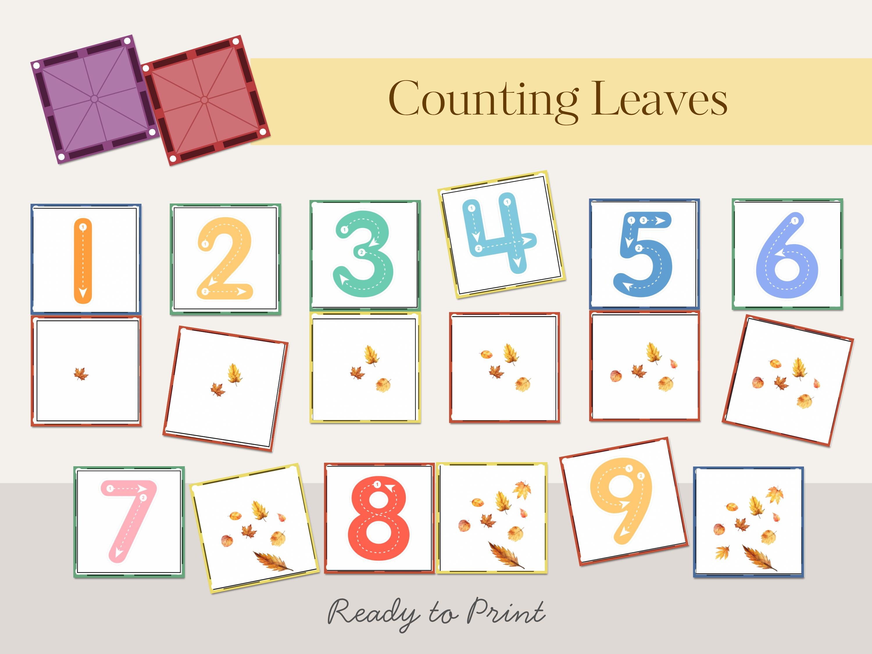 Fall Counting Number Matching Game: Autumn Magnetic Tile Toppers ...