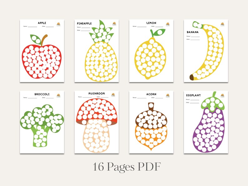 Fruits & Vegetables Dot Marker Printables: Fine Motor Skills Activity ...