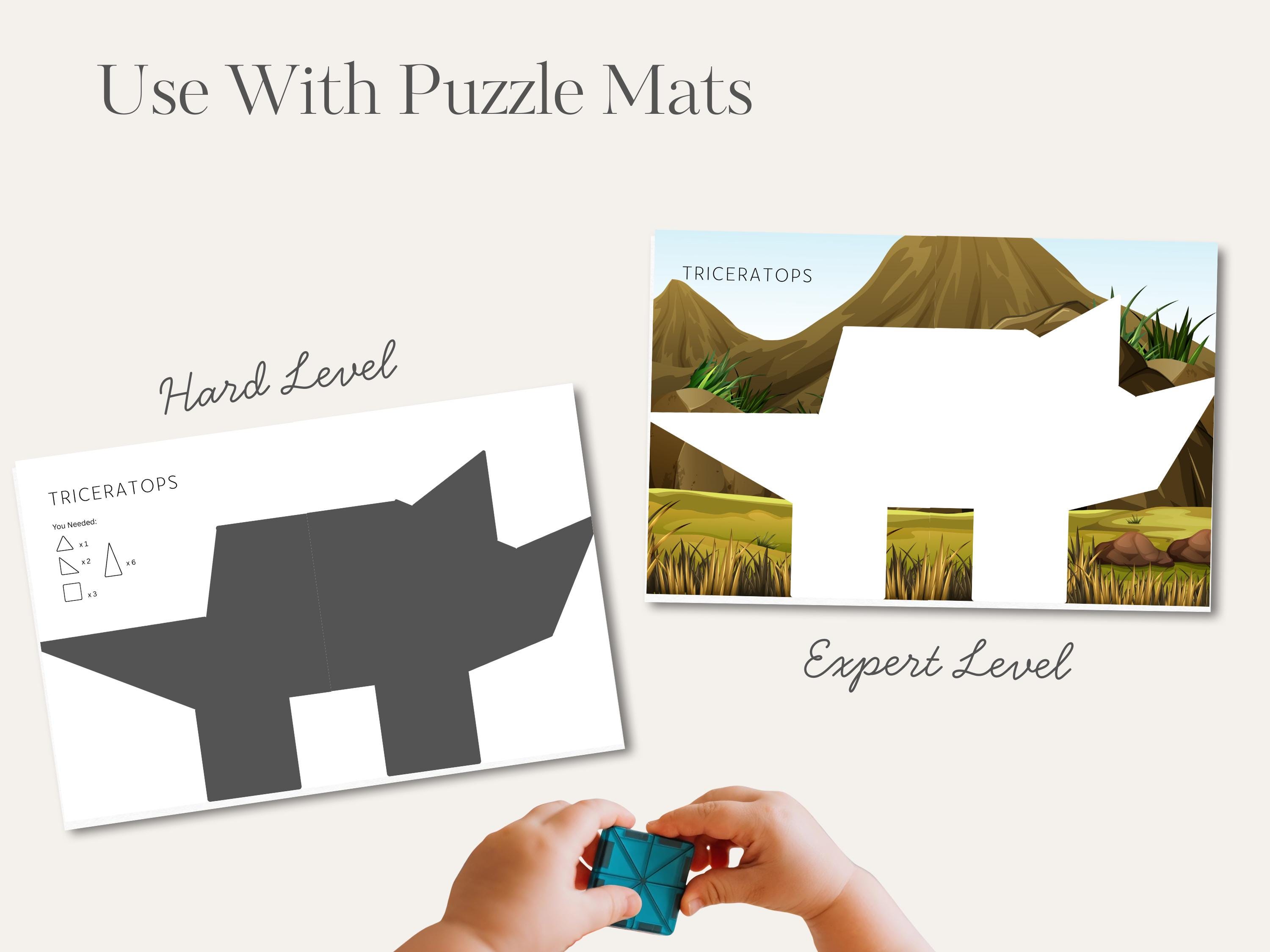 Dinosaur Magnetic Tiles Puzzle Mats & Cards — Montessori Material for ...