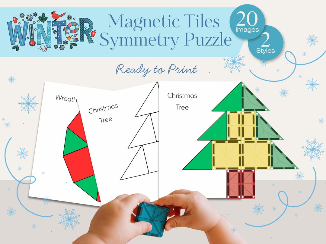 Winter Magnetic Tiles Symmetry Puzzle | Montessori Material for Fine ...
