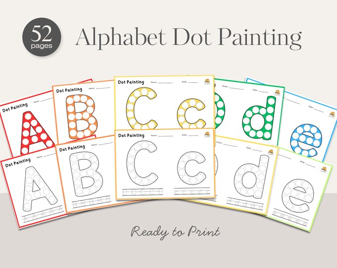 Dot Art Alphabet Set: A-Z Name Dot Marker Pages (printable Activity for ...