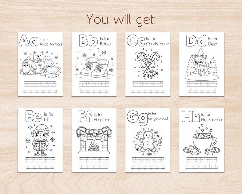 Winter Alphabet Coloring Pages A–Z | Montessori Handwriting Practice ...