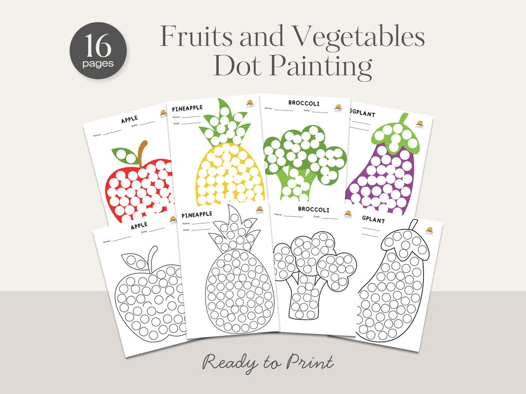Fruits & Vegetables Dot Marker Printables: Fine Motor Skills Activity ...