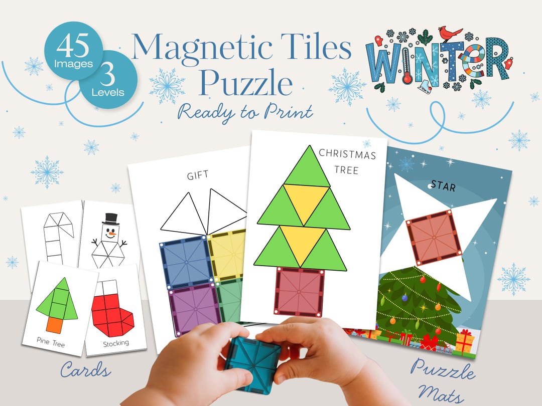 Winter Magnetic Tiles Puzzle Printable | Montessori Fine Motor ...