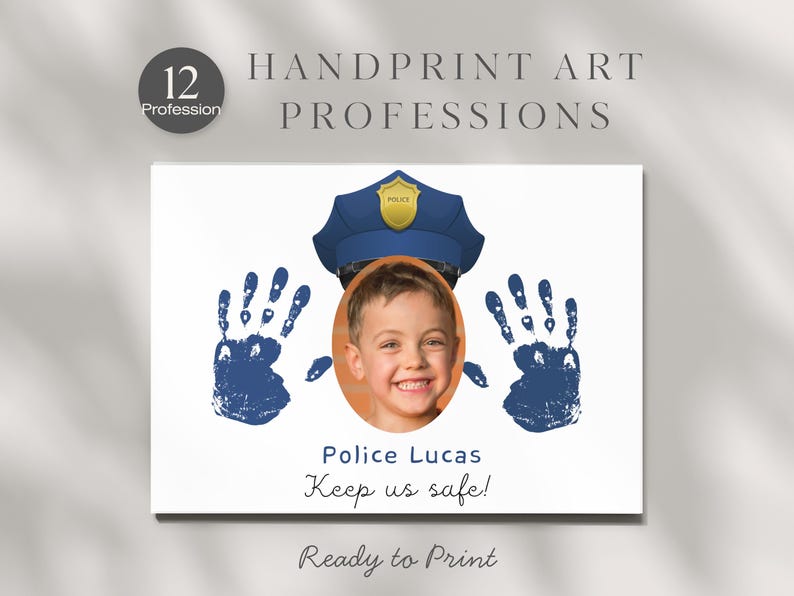 Watercolor Handprint Art: 12 Professions Kids Craft (digital Download ...
