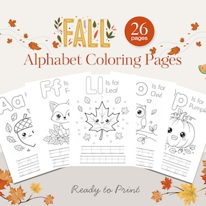 Fall Alphabet Coloring Pages | Trace, Color & Learn Autumn ABC ...