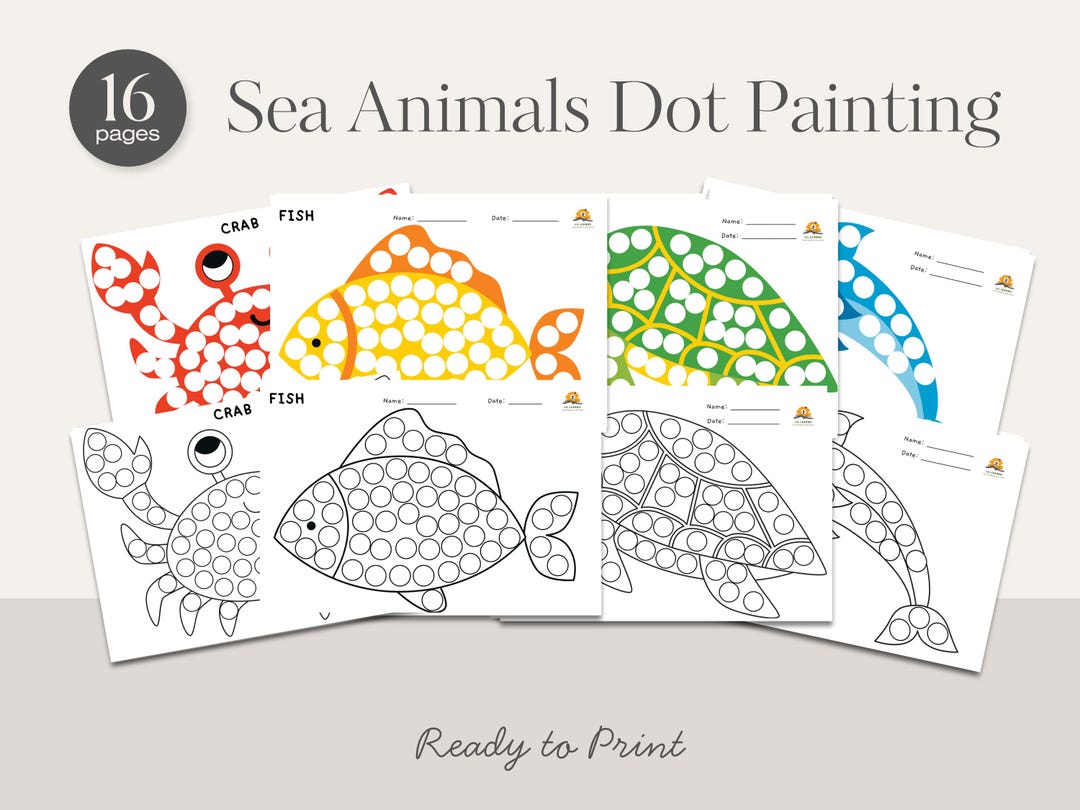 Sea Animals Dot Painting Pages: Ocean Activity Sheets (digital Download ...
