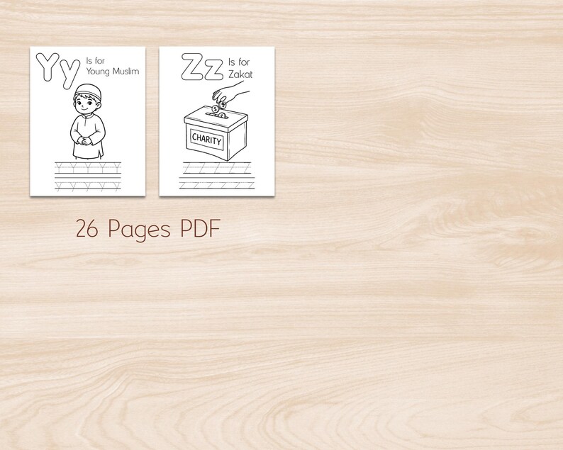 Ramadan Alphabet Coloring Pages A–Z — 26 Printable Tracing & Coloring ...