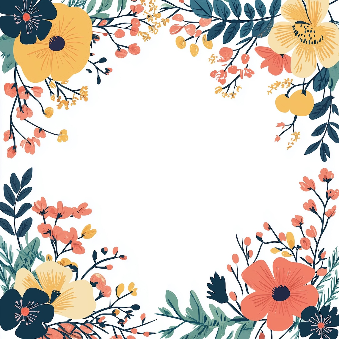 Set of 12 Whimsical Floral Border Clipart Bundle – Watercolor Spring ...