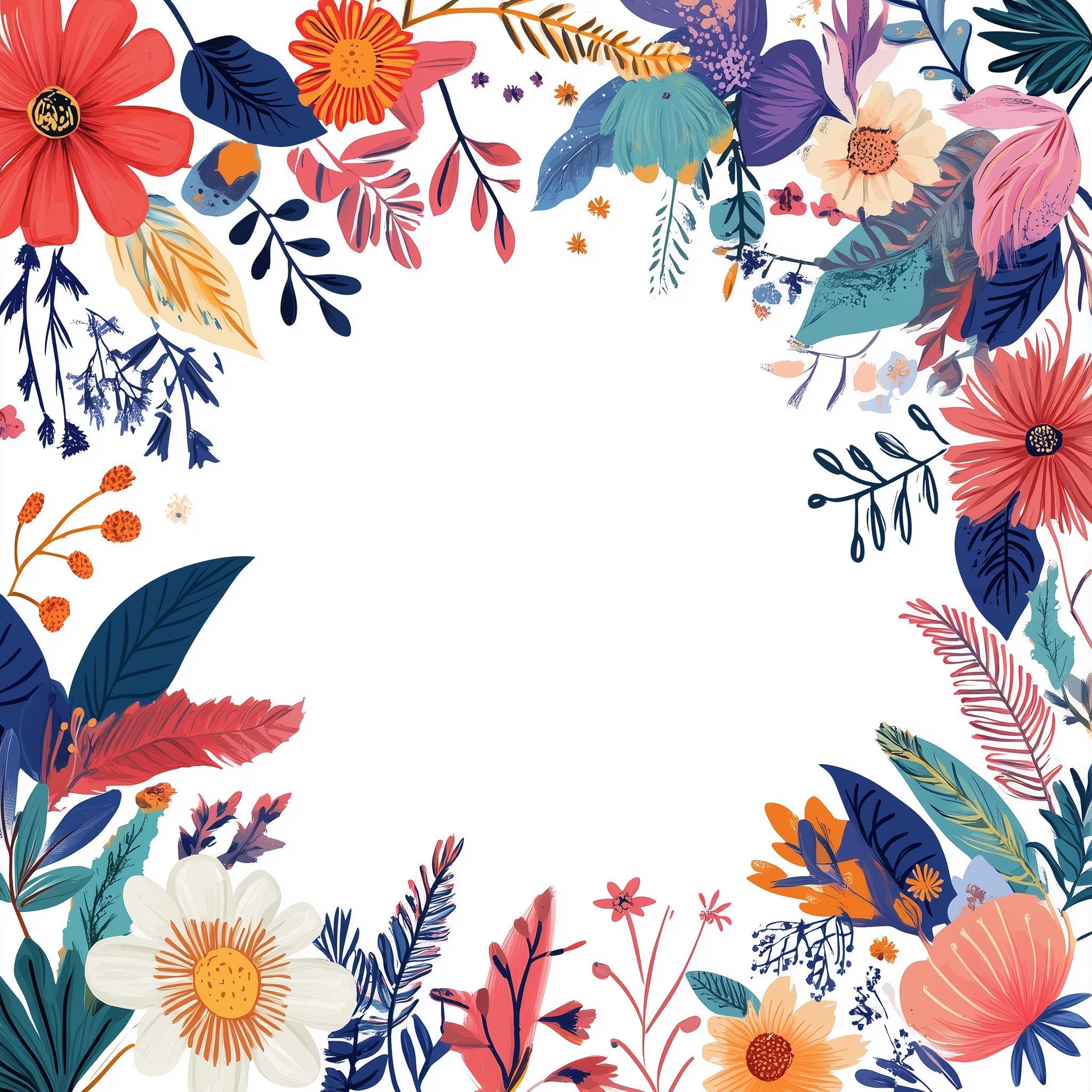 Set of 12 Whimsical Floral Border Clipart Bundle – Watercolor Spring ...