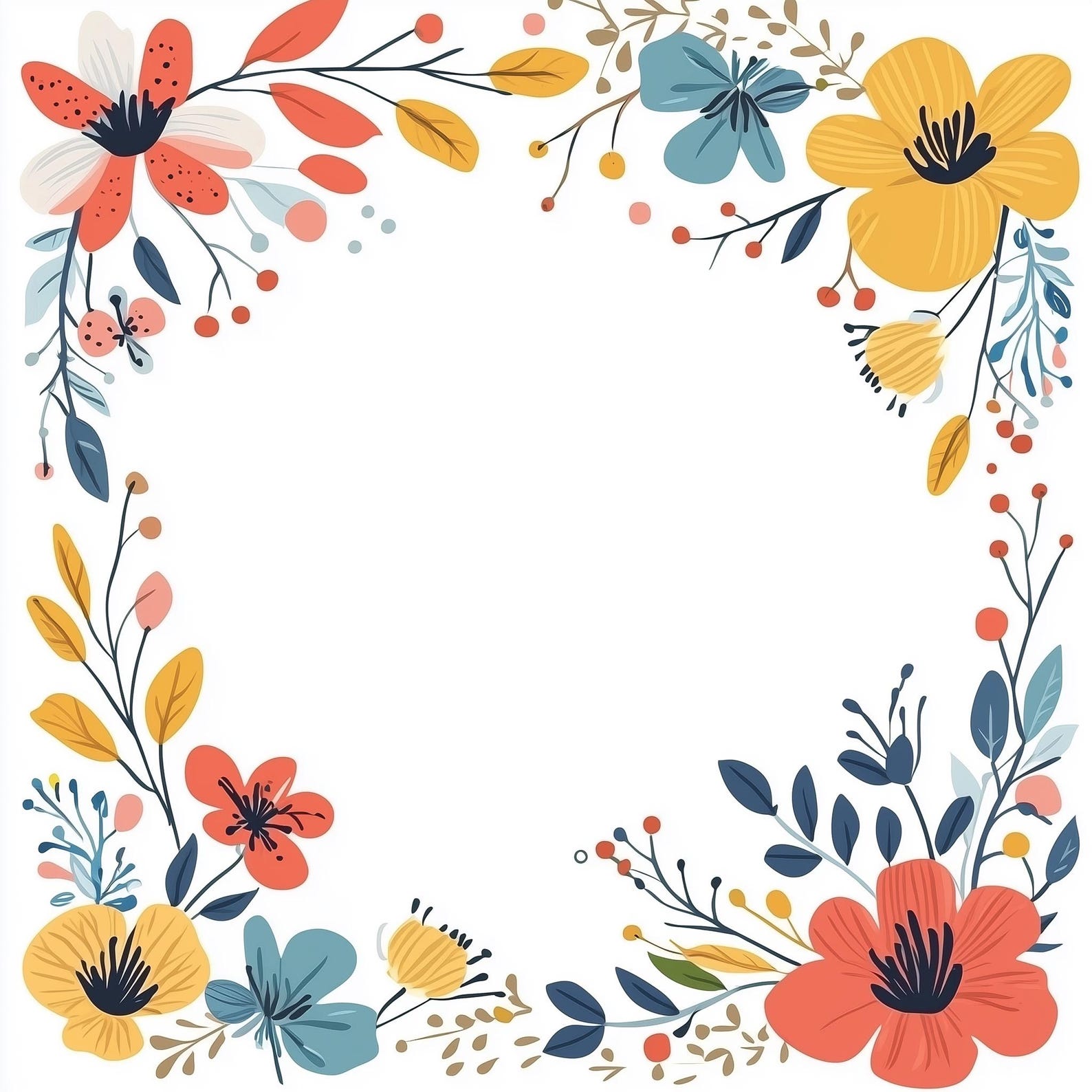 Set of 12 Whimsical Floral Border Clipart Bundle – Watercolor Spring ...