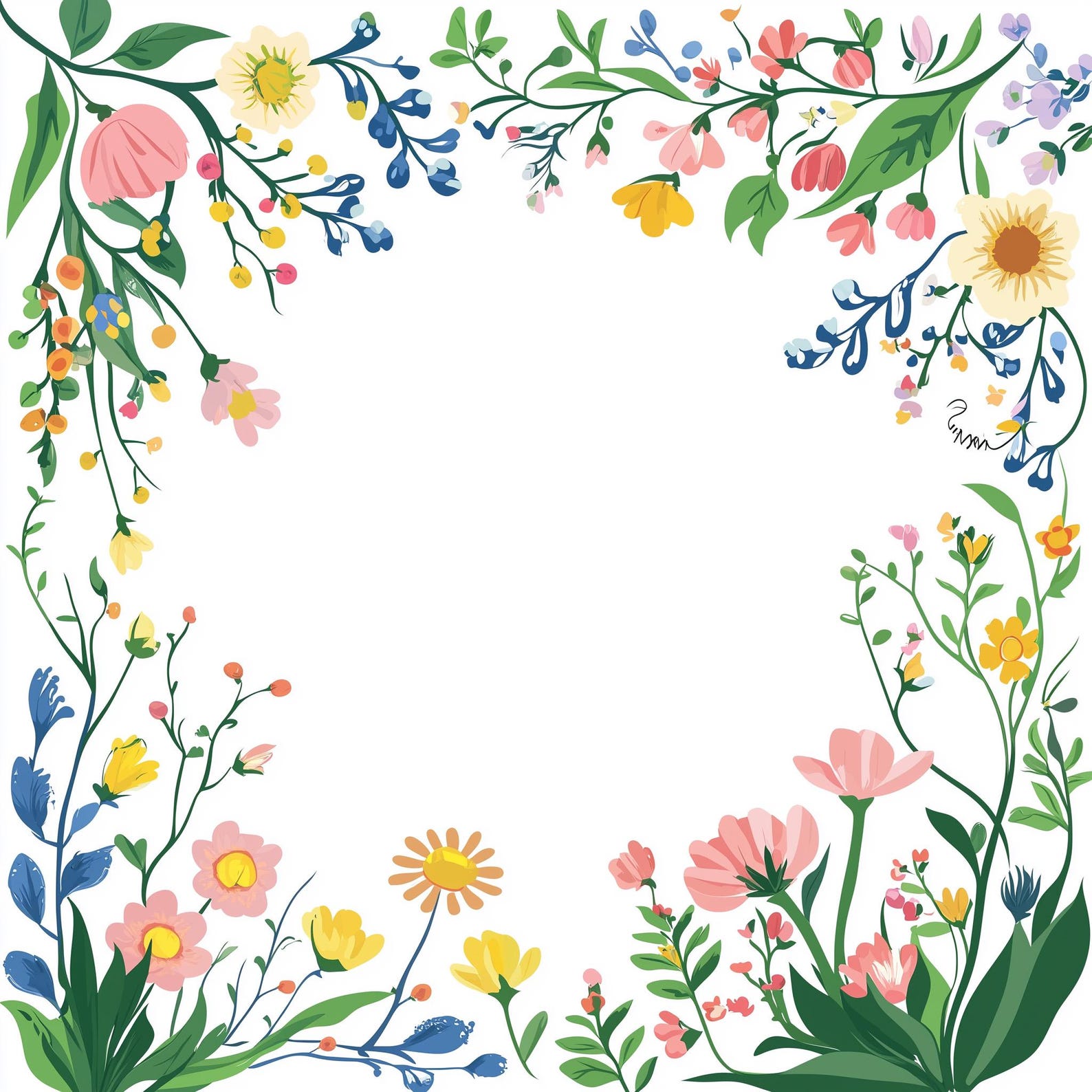 Set of 12 Whimsical Floral Border Clipart Bundle – Watercolor Spring ...