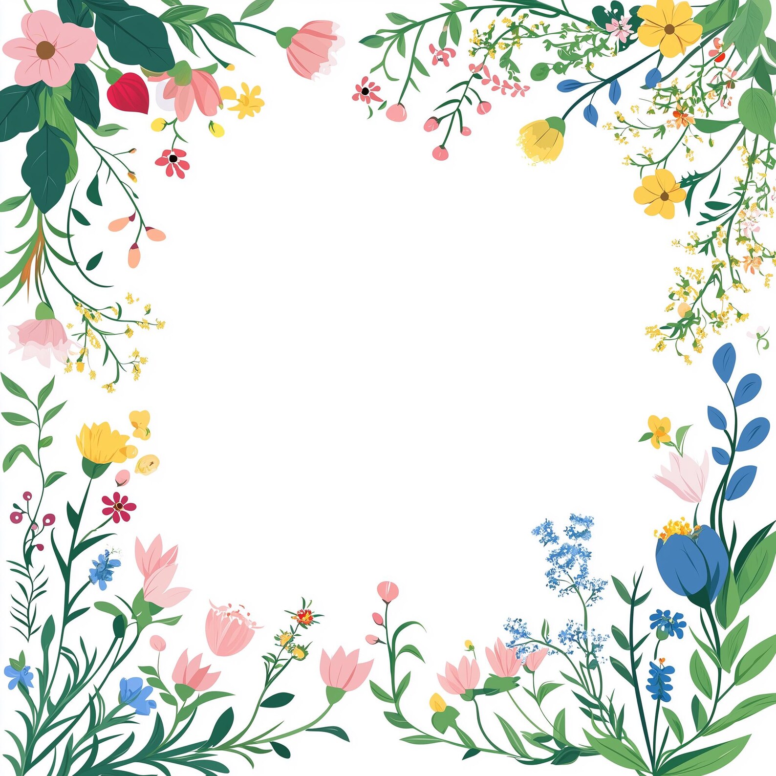 Set of 12 Whimsical Floral Border Clipart Bundle – Watercolor Spring ...