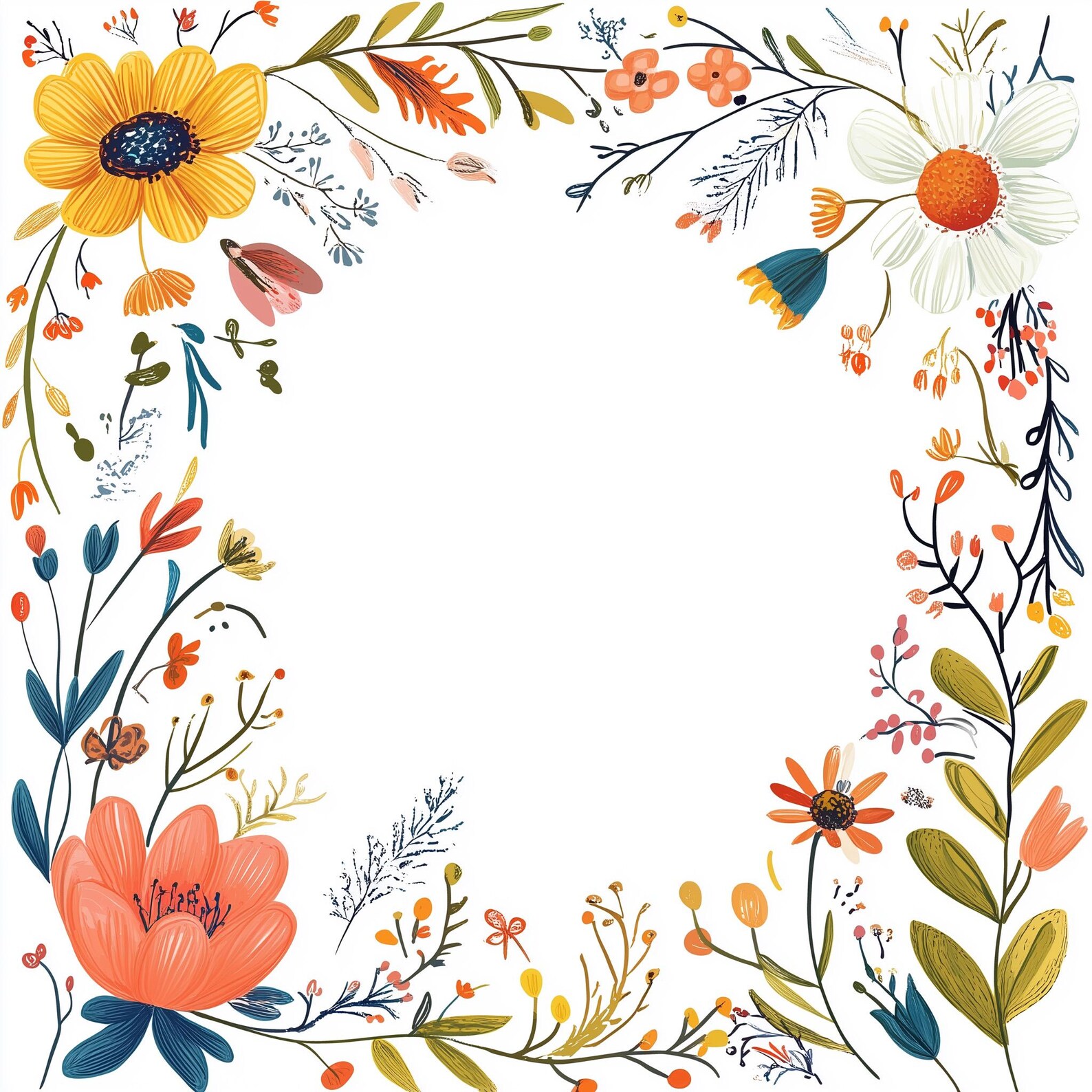 Set of 12 Whimsical Floral Border Clipart Bundle – Watercolor Spring ...