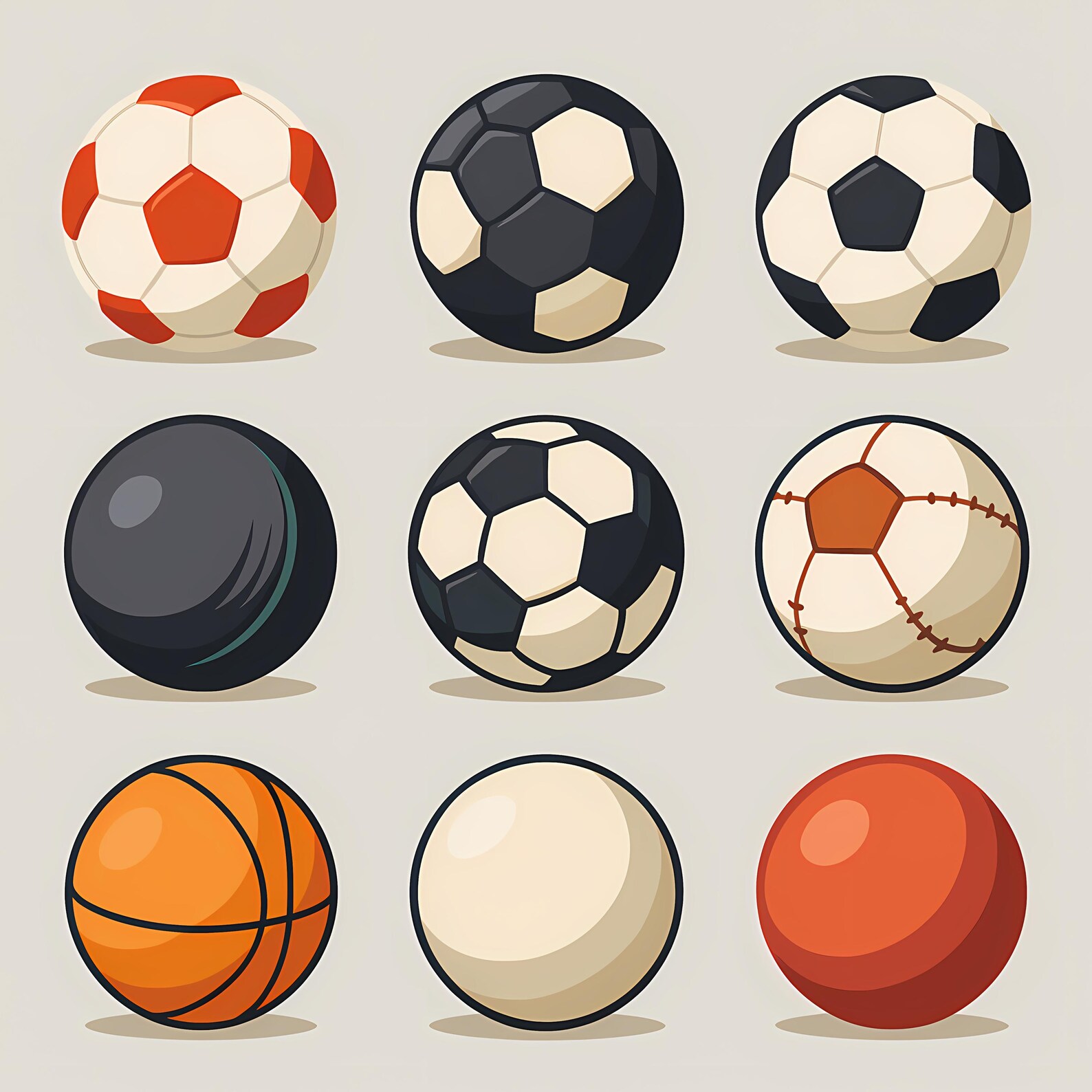 Set of 9 Different Balls in Vector Format - Etsy