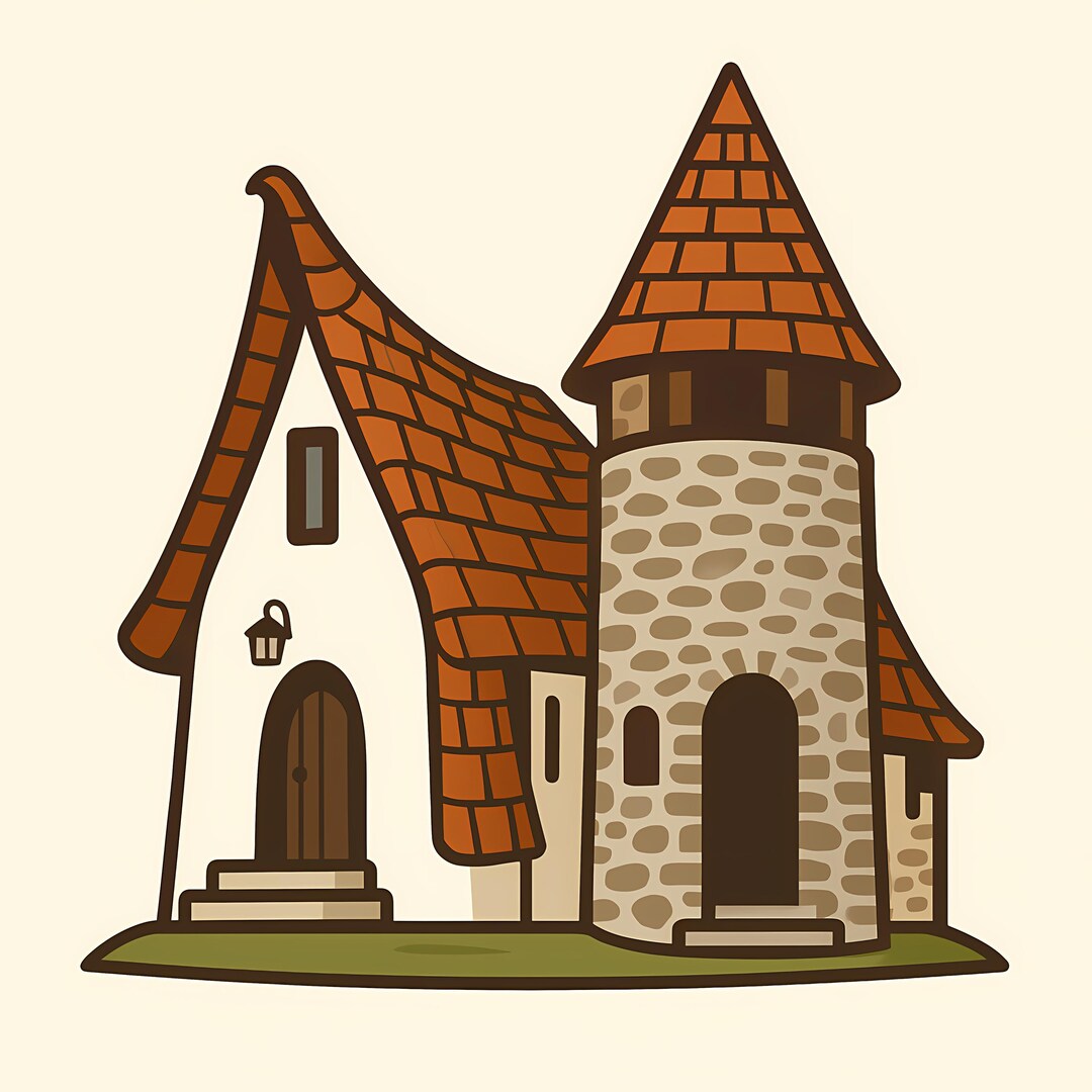 Set of 3 Rustic Small Castle Illustrations With Transylvanian ...