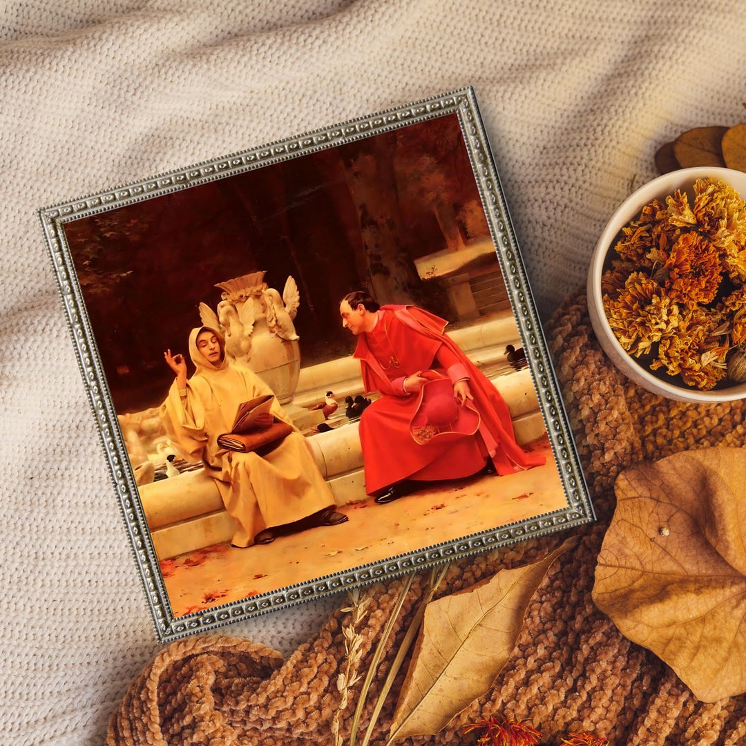 Vintage Monk and Cardinal Art Print – Classical Satire Wall Decor ...