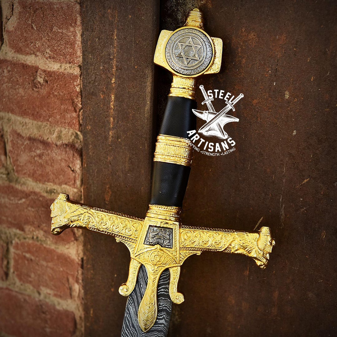 Handmade Viking King Solomon Damascus Sword Star of King David Sword ...