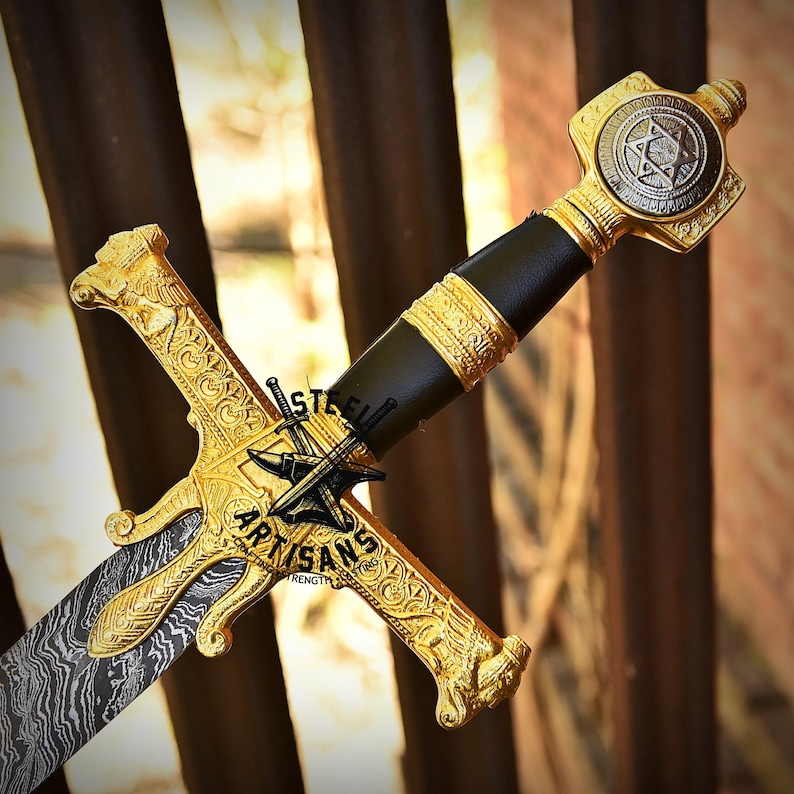 Handmade Viking King Solomon Damascus Sword Star of King David Sword ...