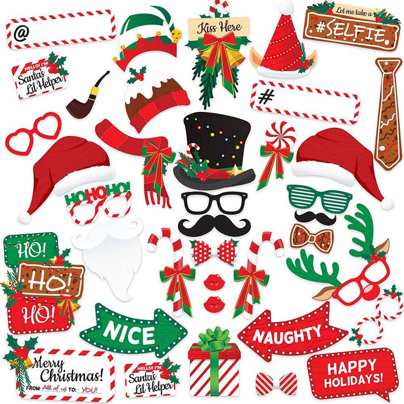 38 peças de acessórios para cabine de fotos de Feliz Natal | Papai Noel ...
