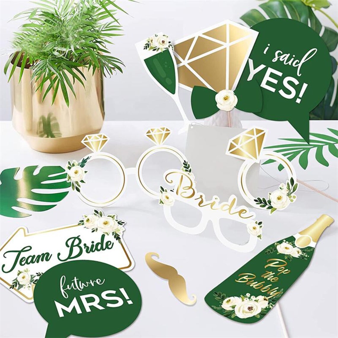 1bag Team Bride to Be Paper Photo Booth Props | Flower Bow, Ring ...