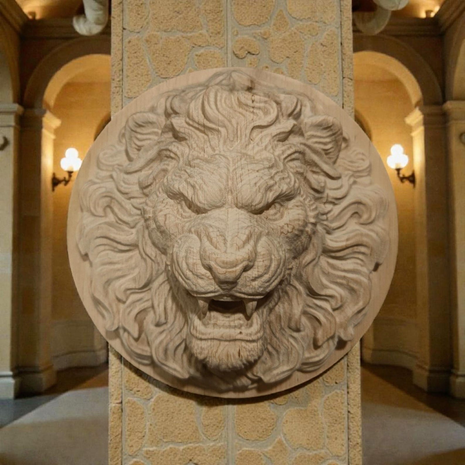 Lion Head Wall Rosette. Carved on Alder Wood. - Etsy