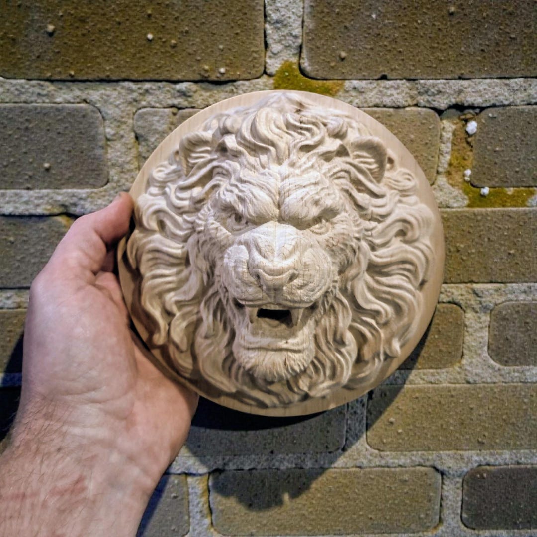 Lion Wall Rosette. Carved on Alder Wood. - Etsy